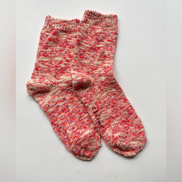Celine | Accessories | Celine Red And Cream Knit Socks | Poshmark